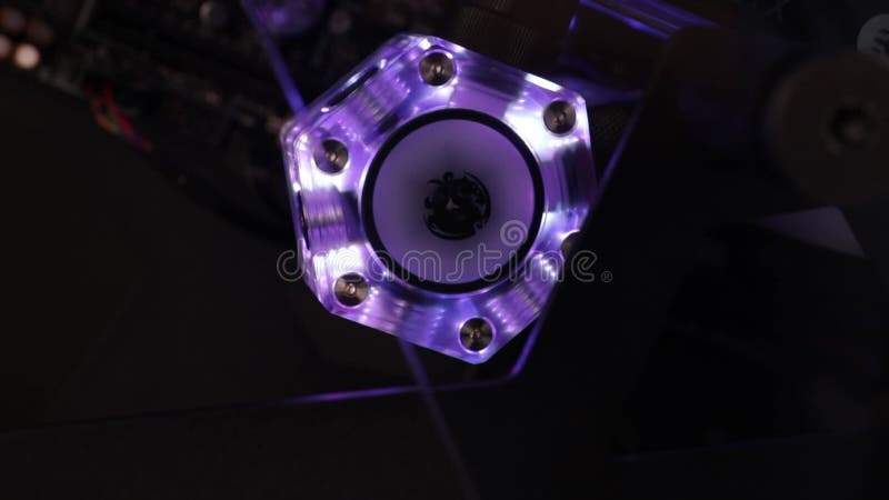 Luminous Purple Detail from a Water-cooled PC. Stock Footage - Video of ...