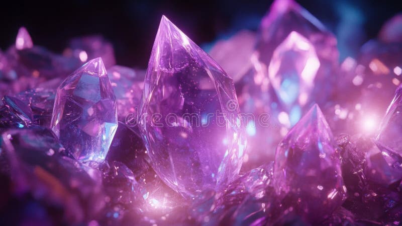 Luminous Purple and Pink Crystal Cluster Stock Illustration ...