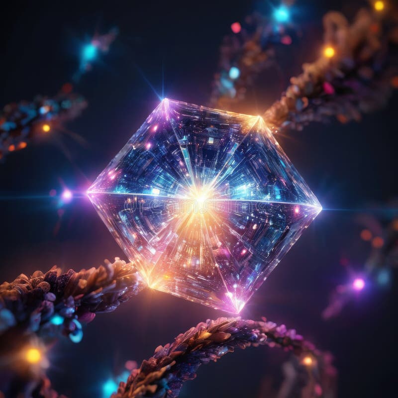 Luminous Quantum Crystal Structure Stock Image - Image of abstract ...