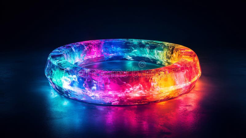 Luminous Rainbow Ring Glowing in Dark Background Stock Illustration ...