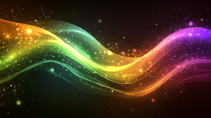 Luminous Rainbow Wave with Sparkling Lights Abstract Background Stock ...