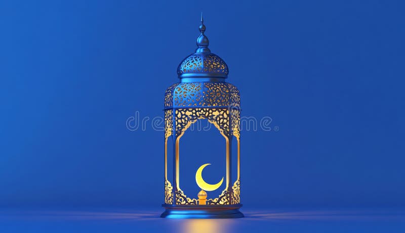 Luminous Ramadan Lantern with Crescent Moon High Quality Image Stock ...