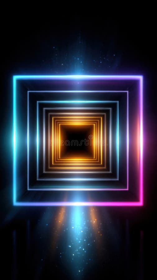 Luminous Rectangles in a Tunnel, Glowing Neon, Sci-Fi Background Stock Photo - Image of glow ...