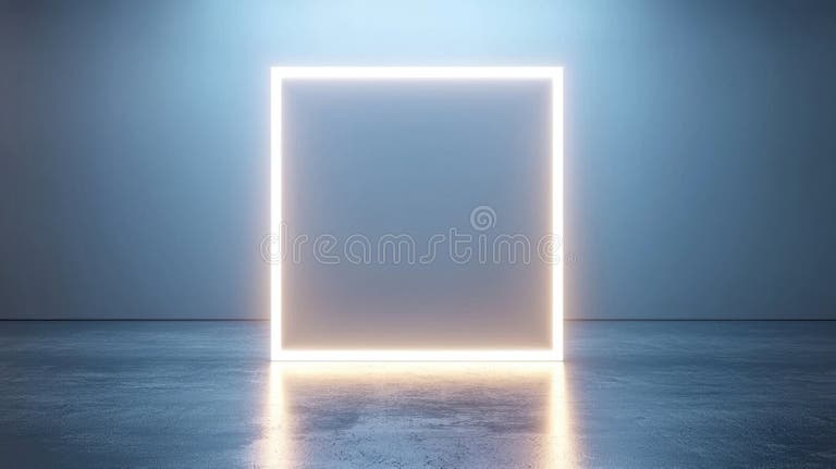 Empty Geometric 3d Frame Square Concrete Room Featuring a Bright ...