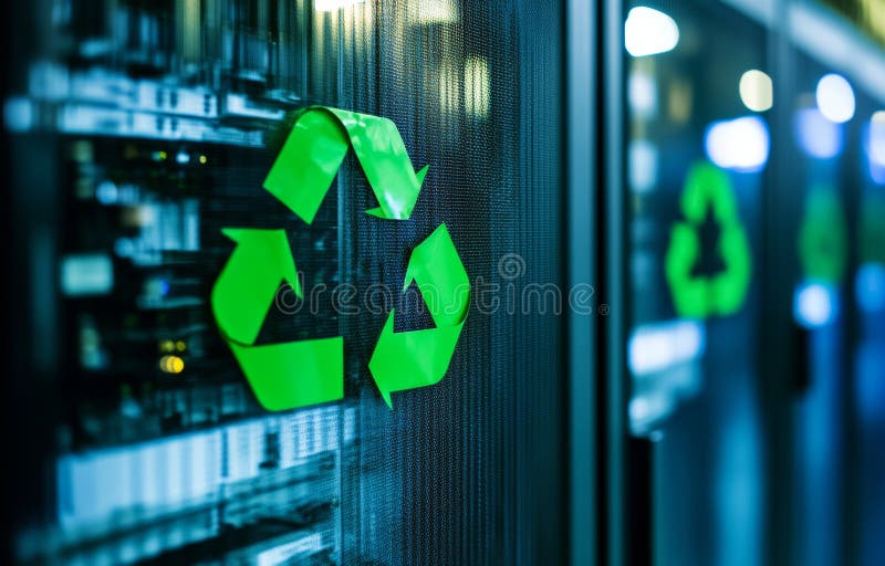 A Luminous Recycle Icon in a High-tech Cityscape of the Future ...