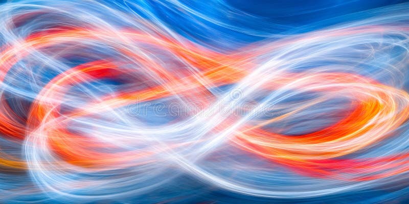 Luminous Red and Blue Neon Lights Converging into Infinity Symbol ...