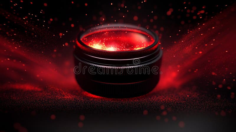 Creative Design Featuring a Luminous Red Container with Dynamic Effects ...
