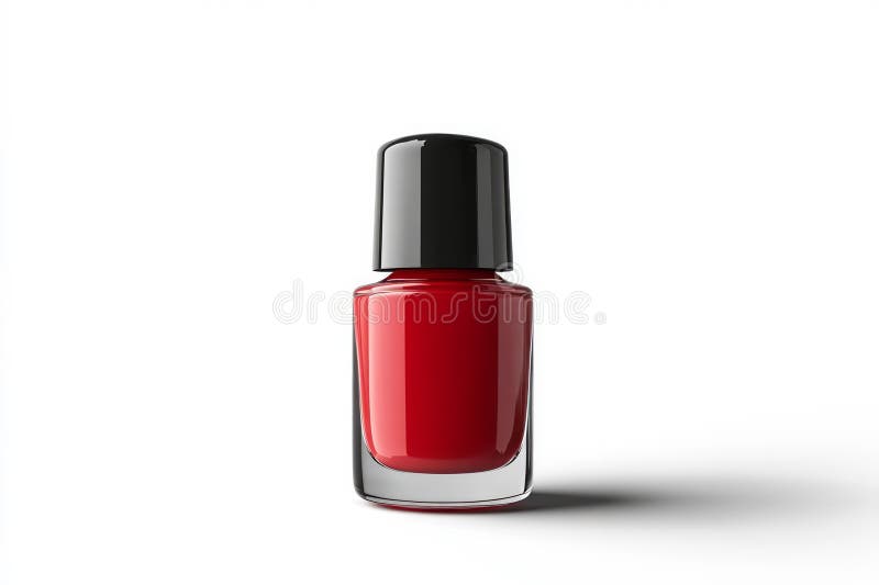 Luminous Red Nail Polish on White Background. AI Generated Stock Image ...