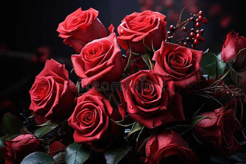 Luminous Red Roses Evoking the Magic of a Romantic Tale, Valentine ...