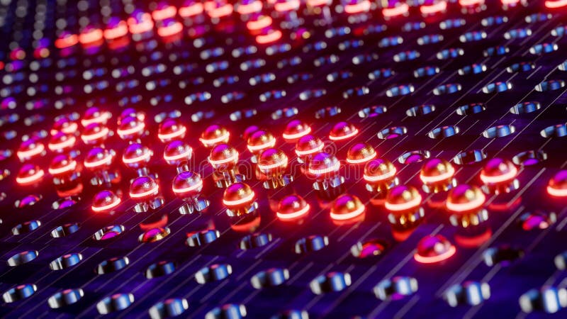 Luminous Red Spheres Moving in Waves. 3D Rendering Illustration Stock ...