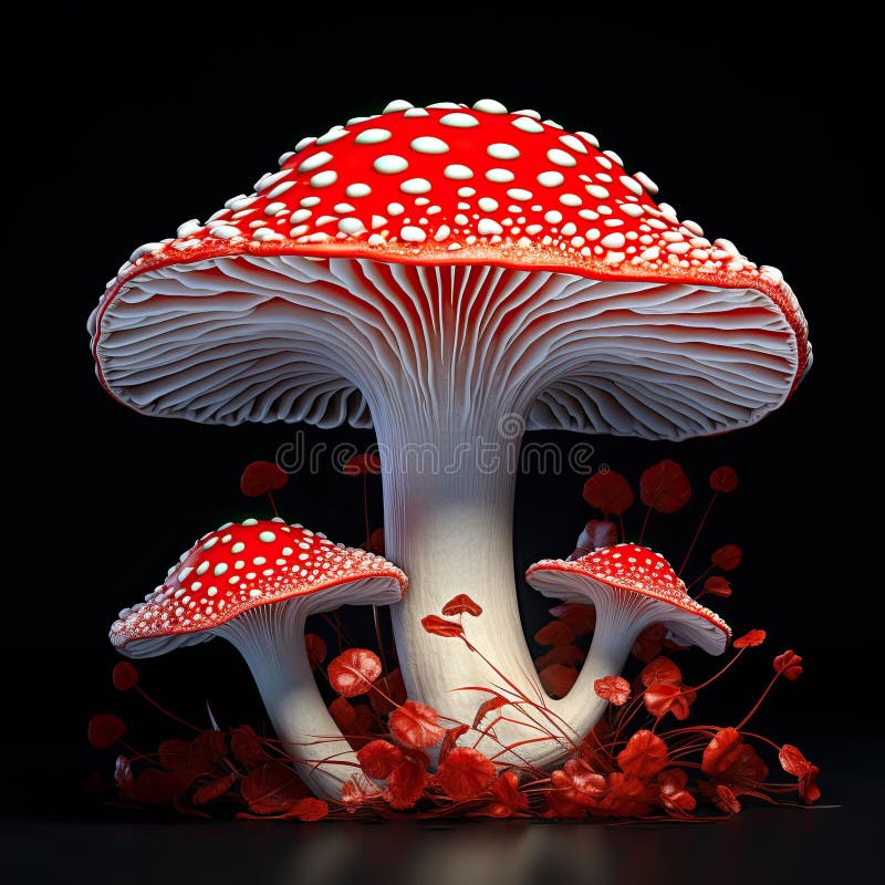 Luminous Red Toadstools Amidst Ferns: Nature S Detailed Masterpiece in ...