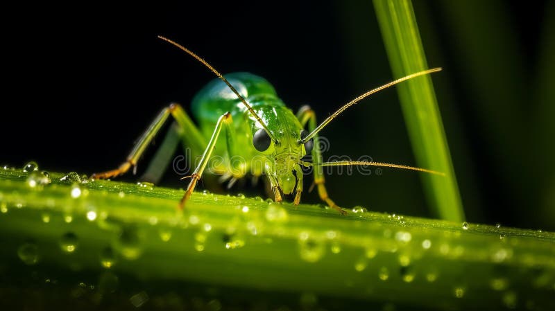 Luminous Reflections: Capturing a Small Green Bug in Night Photography ...