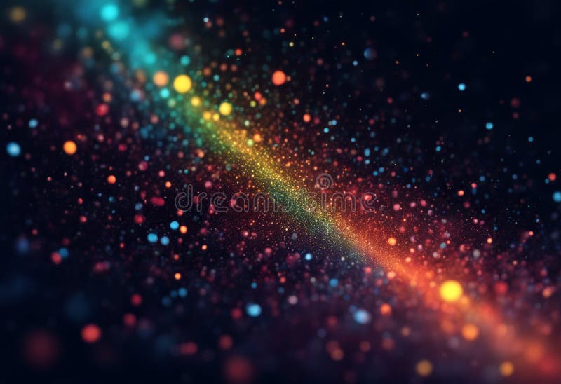 Luminous Rendering Abstract Movement Dark Big Colored Dots Data Flow ...