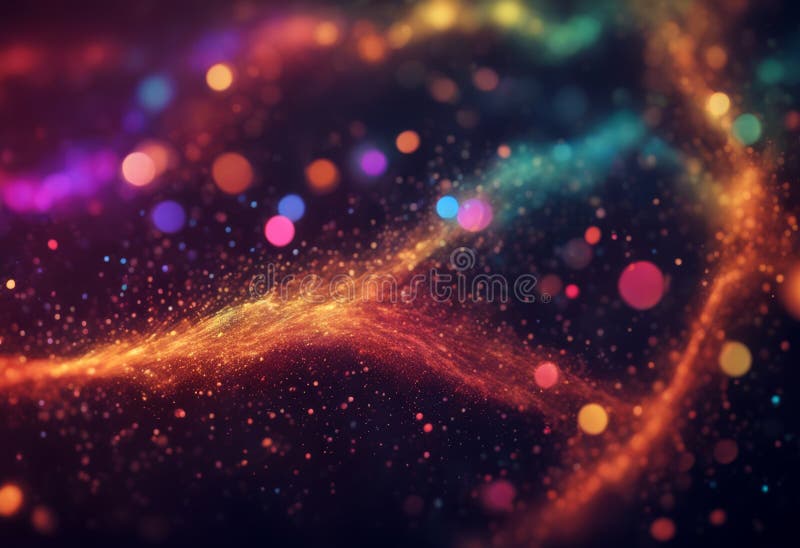 Luminous Rendering Abstract Movement Dark Big Colored Dots Data Flow ...
