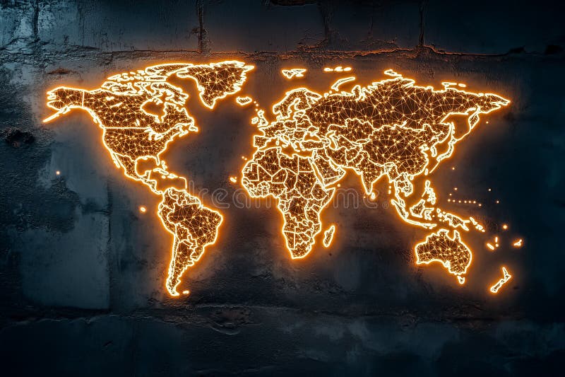 A Luminous Representation of the World Map is Displayed, Emanating ...