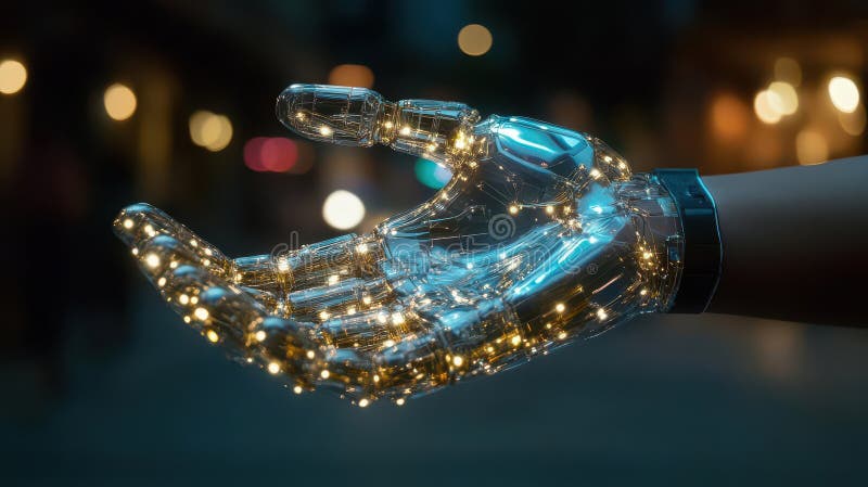 Luminous Robotic Hand, Future Tech Stock Photo - Image of biomimicry ...