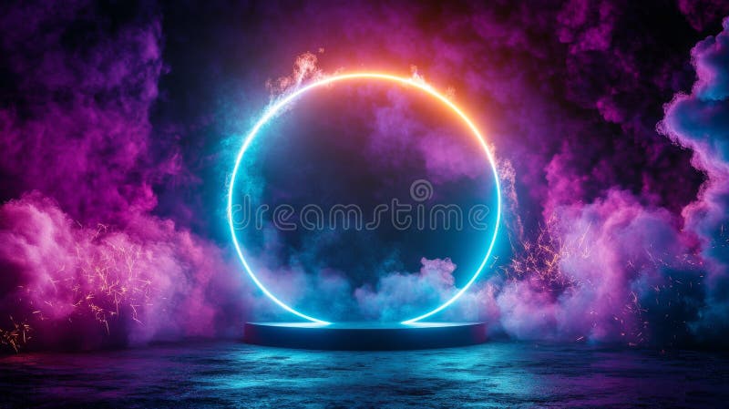 Luminous Round Platform Neon Lights Stock Photos - Free & Royalty-Free ...