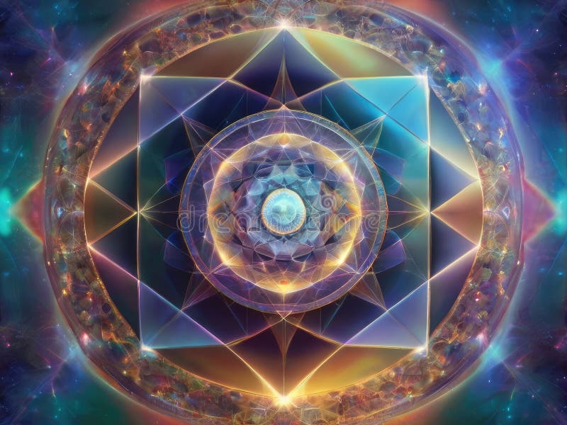 Luminous Sacred Geometry Symbols. Mysterious Background Stock Image ...