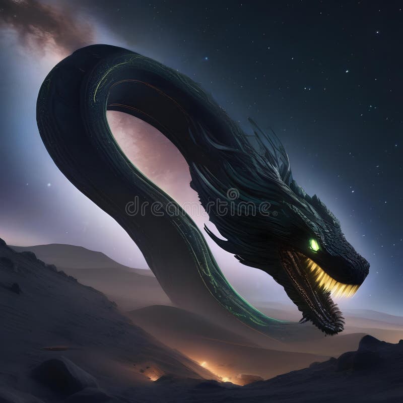 A Luminous, Serpent-like Creature Formed from the Trails of Meteors and ...