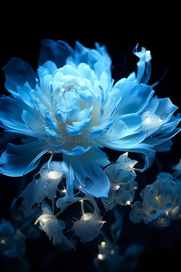 Luminous Silk Flower Fluttering in the Wind with Double Exposure Light ...