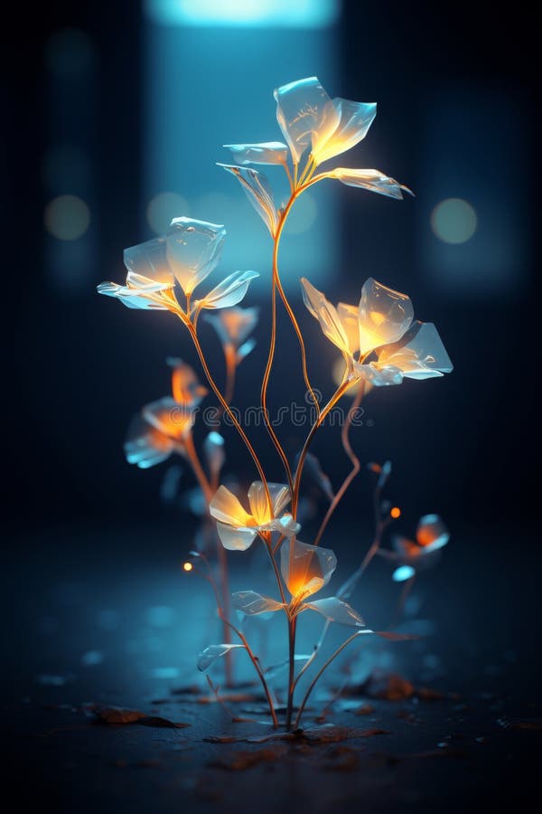 Luminous Silk Flower Swaying in the Wind with Ethereal Double Exposure ...