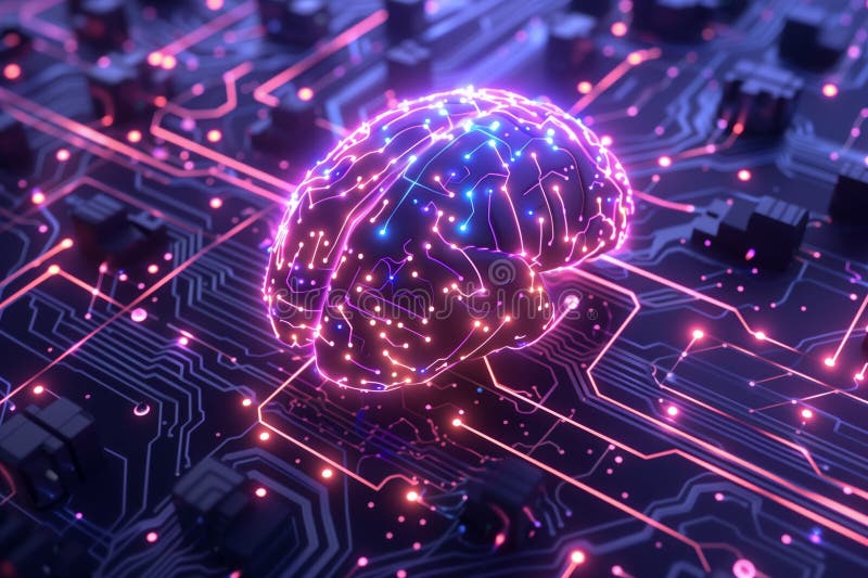 Digitally Rendered Brain on Circuit Board Stock Image - Image of ...