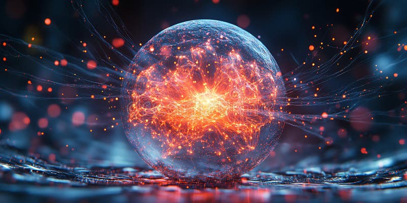 Luminous Sphere Displaying Futuristic Energy Technology Concept Orange ...