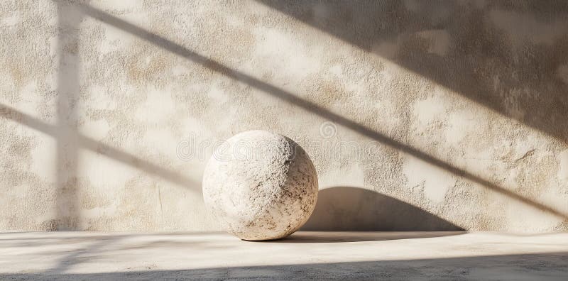 A Luminous Sphere Lies on a Shiny Surface Next To an Aged Wall. Stock ...