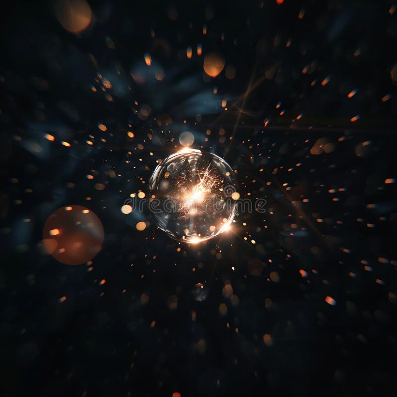 A Luminous Sphere Radiates Light, Casting a Bokeh Effect, As it Soars ...