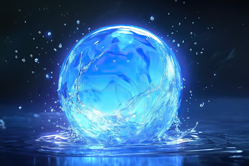 Luminous Water Orb stock illustration. Illustration of power - 384525724