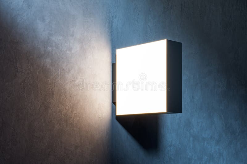 Luminous Square Sign Mockup Casting a Bright Light on a Concrete Wall ...