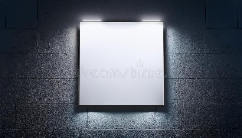 Luminous Square Sign Mockup Casting a Bright Light on a Concrete Wall ...