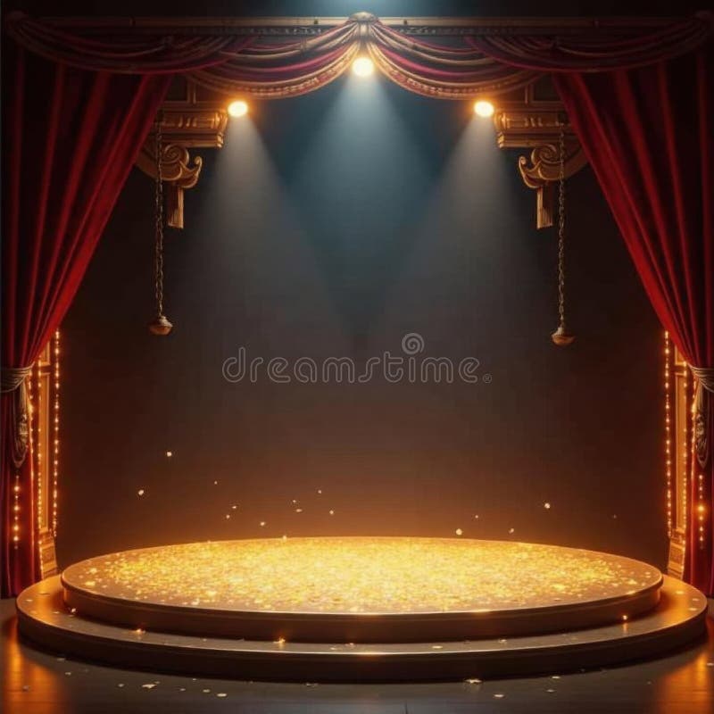 Luminous Stage, Intricate Gold Detailing, Dramatic Setting , Theater ...