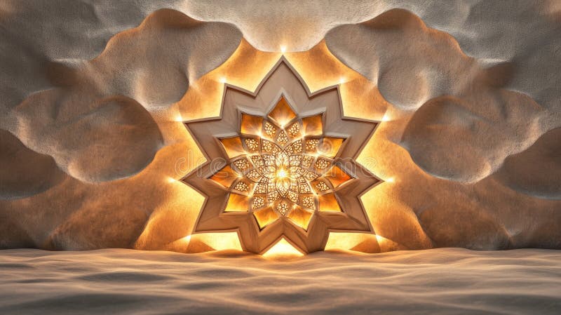 Luminous Star Ornament in Textured Setting Stock Illustration ...