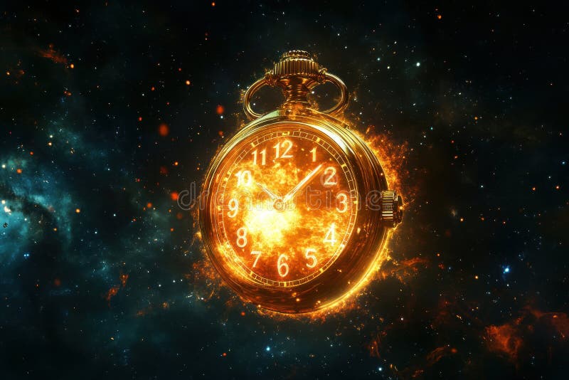 A Luminous Stopwatch Floating in Space, Glowing with Intensity As it ...