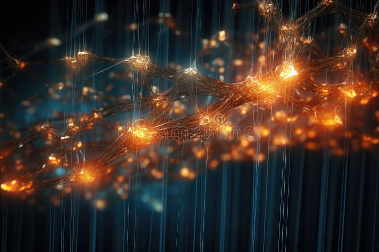 Luminous String Lights Cascading from Building Side, an Abstract ...