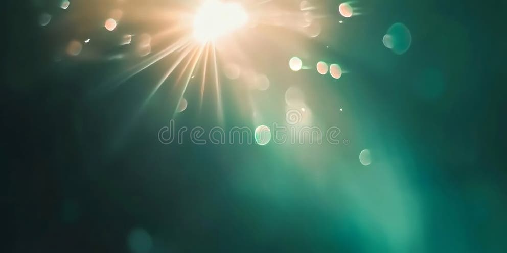 Luminous Sunlight Piercing Teal Bokeh Backdrop, Generating Ethereal ...