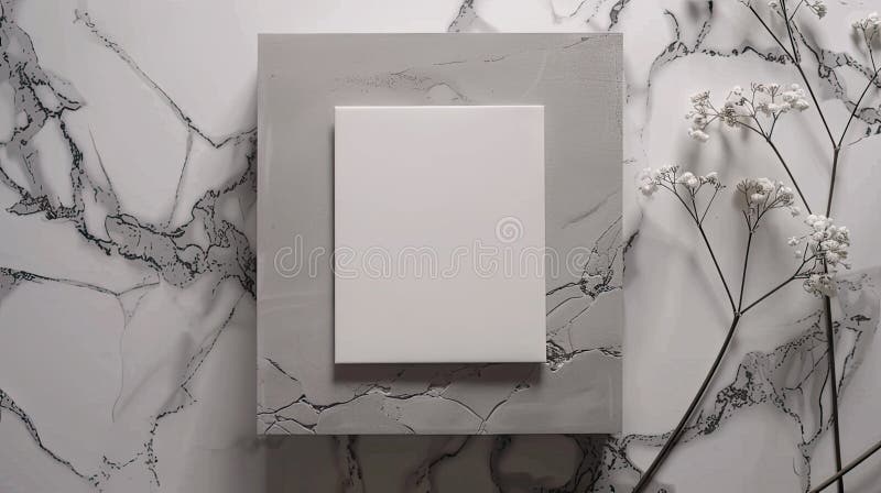 Luminous Switch: White Square on Marble Wall Stock Image - Image of ...