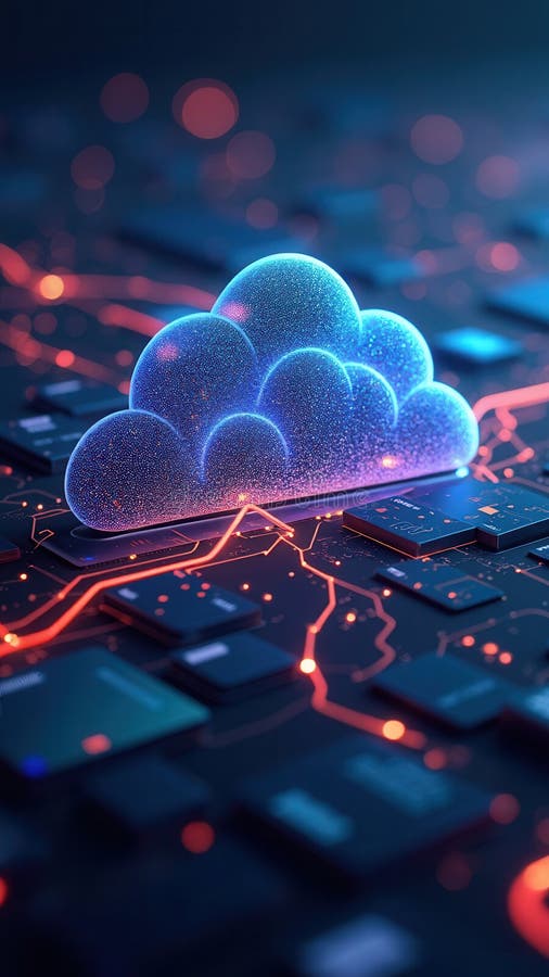 Luminous Technological Abstract Background. Digital Technologies, Cloud Computing, Digital ...