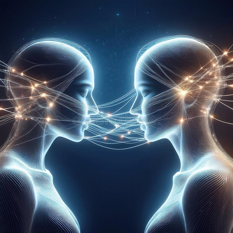 Luminous Threads Connect Two Silhouettes Symbolizing Unity and ...