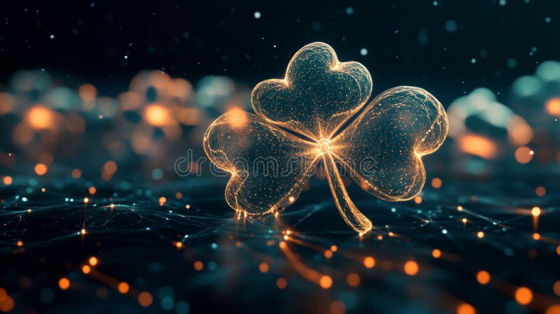 Luminous Three Leaf Clover Abstract Digital Art Stock Illustration ...