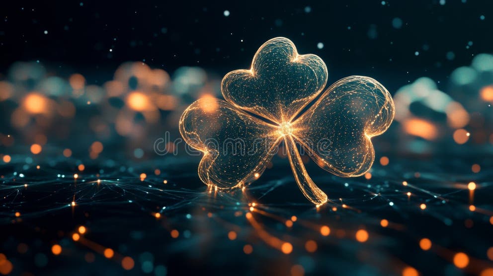 Luminous Three Leaf Clover Abstract Digital Art Stock Illustration ...