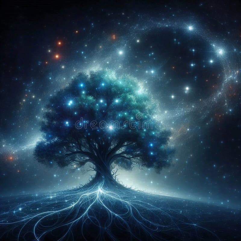 A Luminous Tree with Glowing Branches, Seamlessly Blending into a Star ...