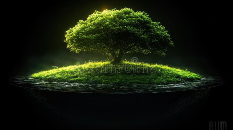 Luminous Tree on Island stock image. Image of ecology - 389746015