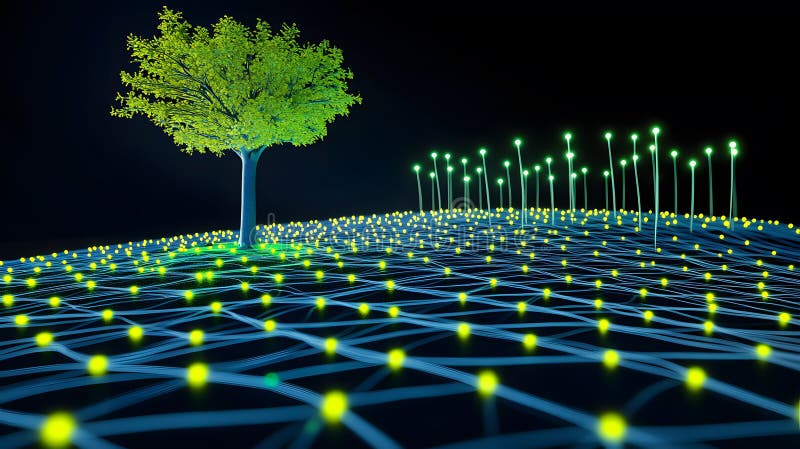 Luminous Tree Network- Abstract AI Generated Royalty Free Image Stock ...