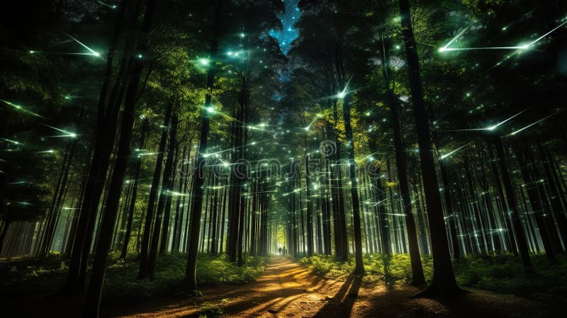 Luminous Trees Populate Forest, Interweaving Biology with Digital ...