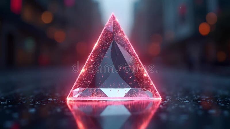 A Luminous Triangle Stands Gracefully Amidst the City Backdrop ...