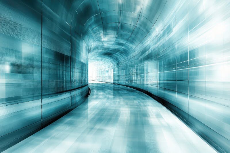 Futuristic Tunnel with a Glowing Light at the End, Showcasing Sleek ...