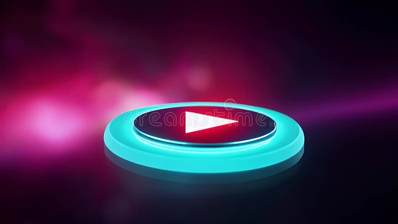 Luminous Turquoise Ringed Platform Featuring Red Play Button on ...