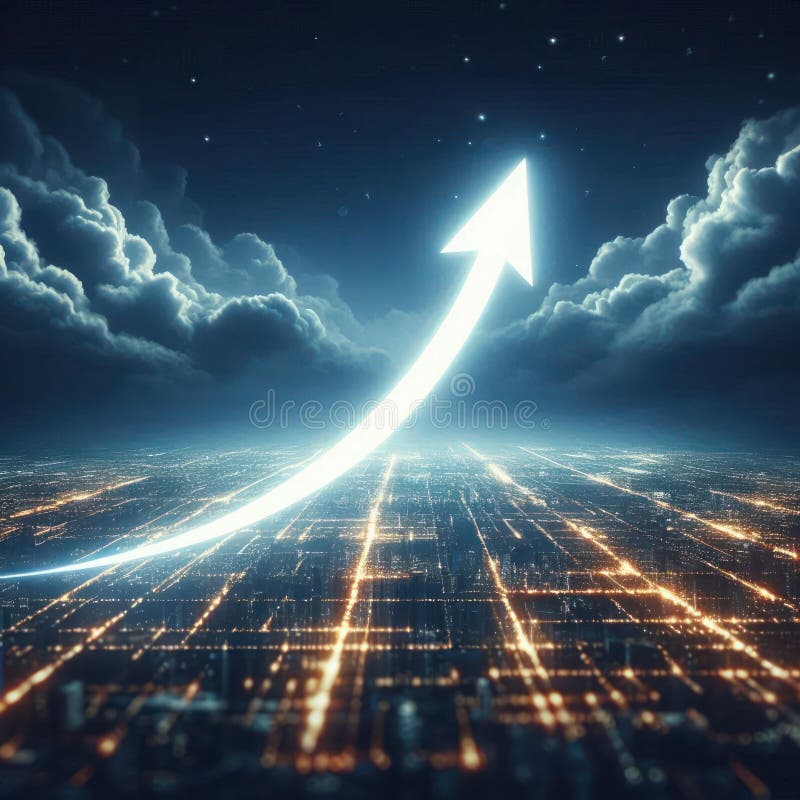A Luminous Upward Arrow Pointing Towards the Night Sky. Stock Image ...